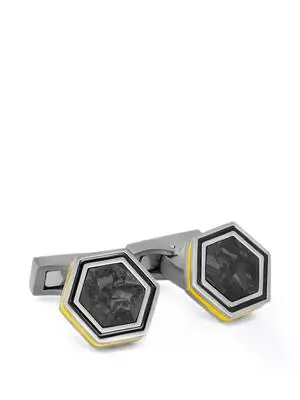 Tateossian Hexagon-frame Carbon-fibre Cufflinks