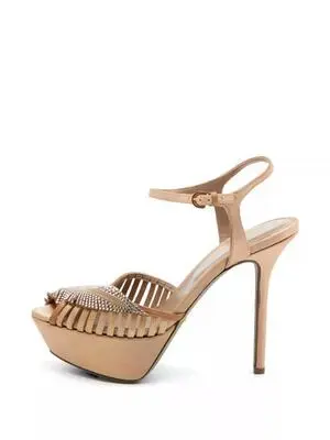 SERGIO ROSSI Embellished Ankle Strap Sandals - Neutrals