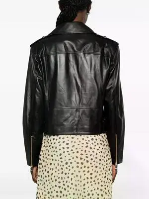 ADRIANNA FERETTI Adrianna Ferretti Belted Leather Biker Jacket