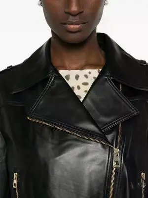 ADRIANNA FERETTI Adrianna Ferretti Belted Leather Biker Jacket