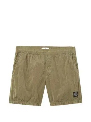 Stone Island Logo Patch Elasticated Waistband Shorts - Green