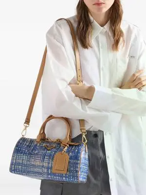 Prada Linen Blend And Leather Top-handle Bag