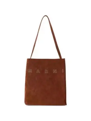 Marni Museo Logo-embroidered Leather Shoulder Bag