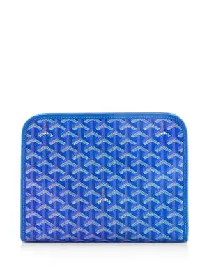 Goyard Jouvence Toiletry Pouch Mm Coated Canvas Clutch Bag - Blue