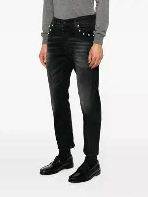 YES LONDON Stud-embellished Faded Denim Jeans