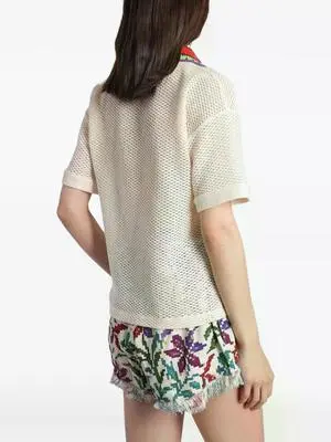 SIEDRES Open-knit Polo Shirt With Crochet Collar