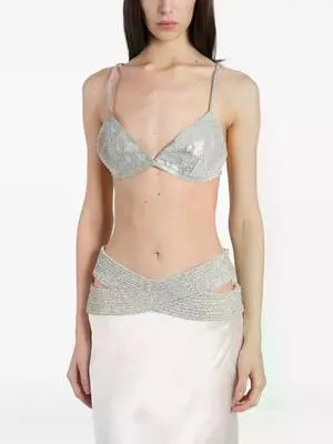 NUE Crystal-embellished Cropped Top - Metallic
