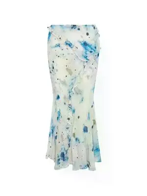 Paris Georgia Ruffled Printed Skirt - Neutrals