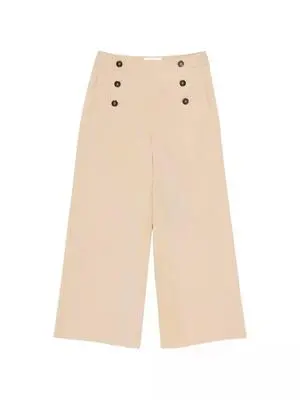 PSOPHIA Button-embellished Wide-leg Trousers - Neutrals