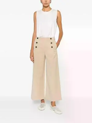 PSOPHIA Button-embellished Wide-leg Trousers