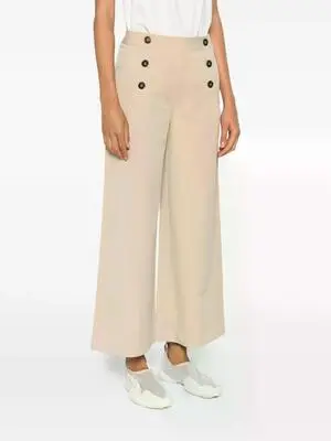 PSOPHIA Button-embellished Wide-leg Trousers