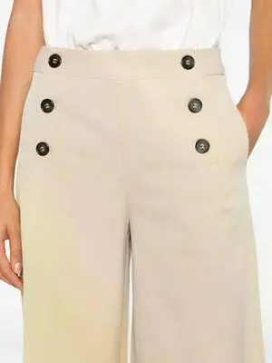 PSOPHIA Button-embellished Wide-leg Trousers