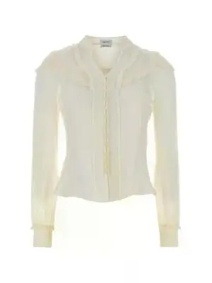 Alexander McQueen Ivory Ruffled Silk Blouse