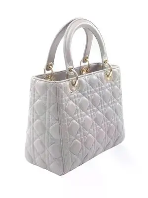 Dior Lambskin Cannage Lady Satchel - Grey
