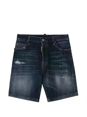 Dsquared2 Paint Splatter Distressed Shorts - Blue