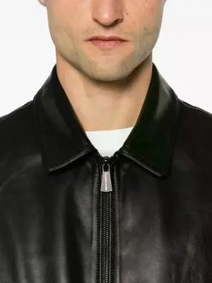SERGIO MORETTI FIRENZE Leather Ribbed-trim Jacket