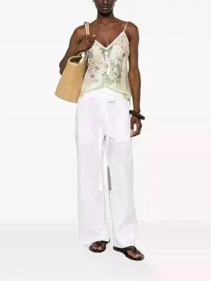 Camilla Floral Print Lace Trim Tank Top