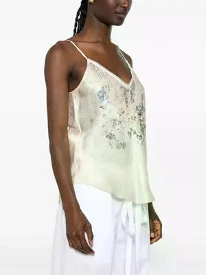 Camilla Floral Print Lace Trim Tank Top
