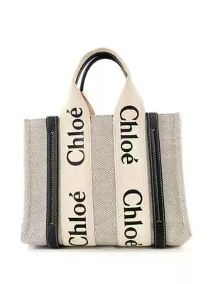 Chloé Woody Canvas With Leather Small Tote Bag