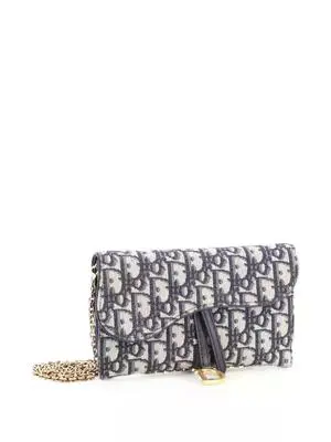 Dior Saddle Chain Wallet Oblique Canvas Crossbody Bag