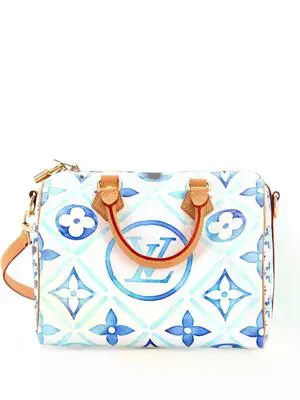 LOUIS VUITTON Speedy Bandouliere 25 Monogram Tile Canvas Bag - Blue