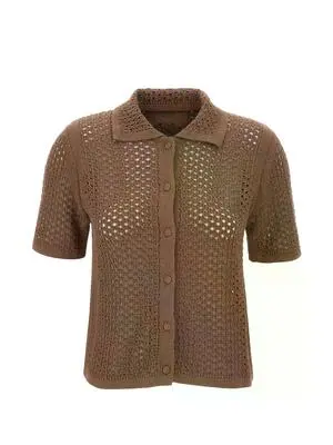 MC2 SAINT BARTH Crochet Knit Shirt - Brown