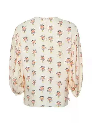 Chloé Printed Puff-sleeve Blouse