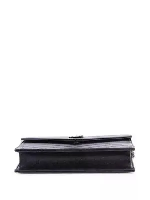 Saint Laurent Classic Monogram Wallet On Chain Matelasse Chevron Leather Small Crossbody Bag - Black