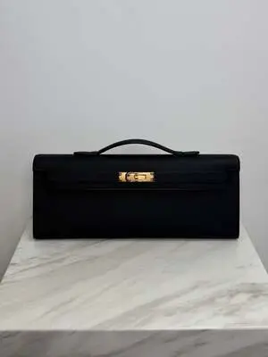 Hermès Kelly Epsom Leather Clutch With Gold Hardware - Black