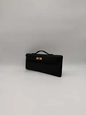 Hermès Kelly Epsom Leather Clutch With Gold Hardware - Black