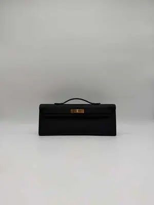 Hermès Kelly Epsom Leather Clutch With Gold Hardware - Black