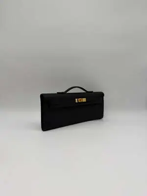 Hermès Kelly Epsom Leather Clutch With Gold Hardware - Black