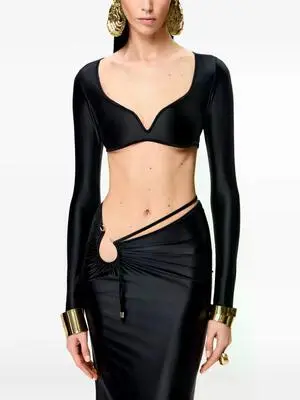 KOROBEYNIKOV Long-sleeve V-neck Crop Top