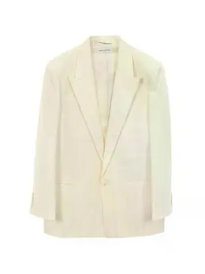 Saint Laurent Single-breasted Wool Blazer With Peak Lapels - Neutrals