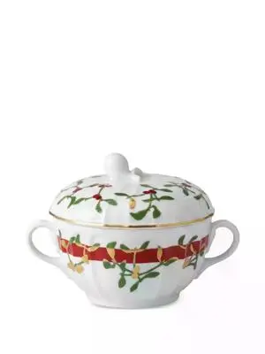 GINORI 1735 Mistletoe-print Lidded Biscuit Jar - White
