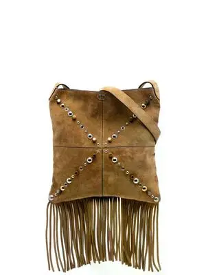Valentino Garavani Suede Fringe Crossbody Bag - Brown