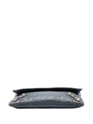 Balenciaga Lambskin Leather Motocross Giant 12 Envelope Clutch With Strap - Grey
