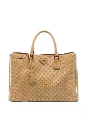 Prada Saffiano Lux Galleria Zip Tote Bag - Brown