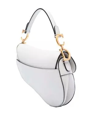 Dior Mini Grained Calfskin Saddle Bag Satchel - White