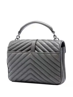 Saint Laurent Medium Chevron Sheepskin Monogram College Satchel