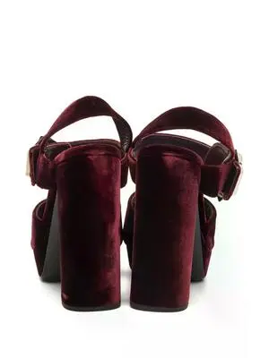 Prada Crystal-buckle Velvet Platform Sandals
