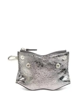 Alexander McQueen Crinkled-leather Keychain Pouch - Silver