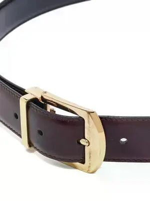 FERRAGAMO Reversible Leather Belt With Gold-tone Buckle