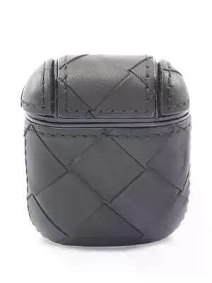 Bottega Veneta 2010s Intrecciato Leather Airpods Case - Black