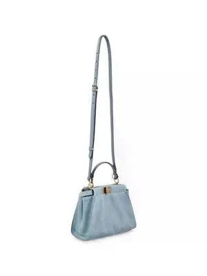 Fendi Mini Peekaboo Embroidered Denim Tote Bag