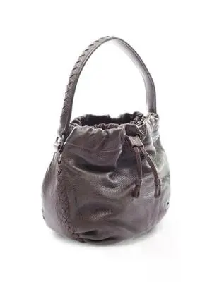 Bottega Veneta Dark Leather Intrecciato Drawstring Shoulder Bag