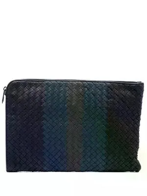 Bottega Veneta Tricolor Nappa Intrecciato Clutch Bag - Black