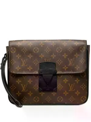 LOUIS VUITTON Monogram Macassar S Lock A4 Pouch Clutch Bag