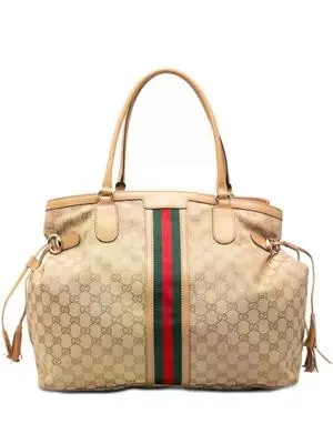 Gucci Gg Canvas Web Tassel Tote Bag