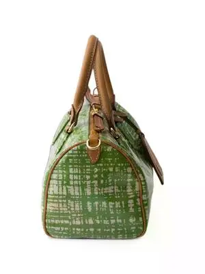 Prada Small Linen Blend And Leather Top-handle Bag - Green
